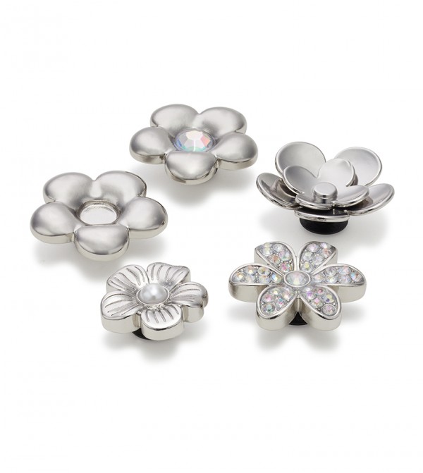 Crocs | Monochrome Silver Flowers 5 Pack | Crocs